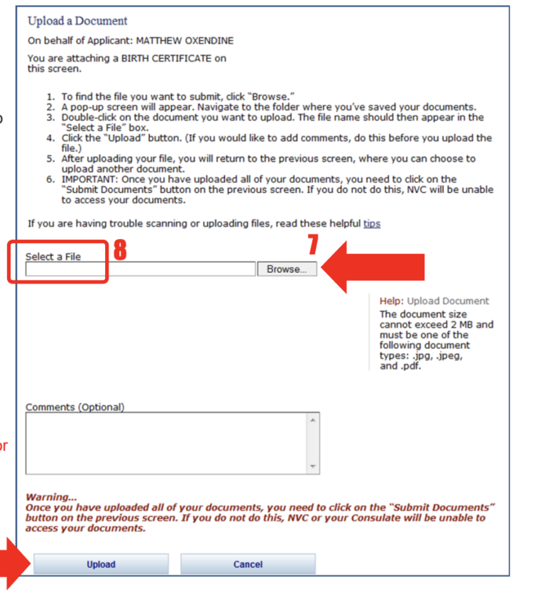 HOW TO UPLOAD DOCUMENTS TO CEAC